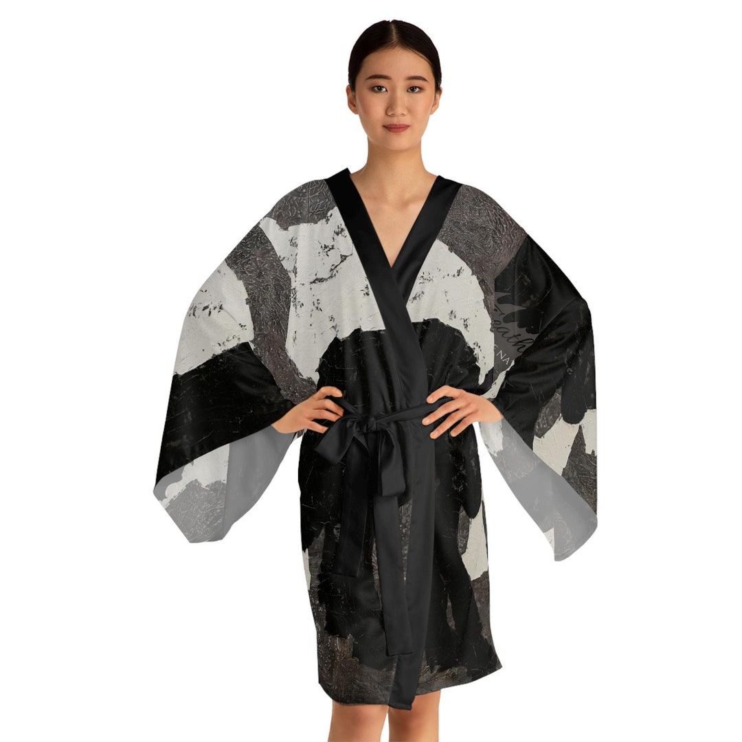 Long Sleeve Kimono Robe With an Image of a Nature Inspired Painting ...