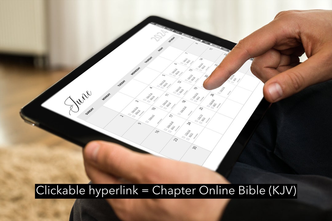 English Digital One Year Bible Reading Plan Calendar 2024 OT/NT With KJV Hyperlinks Design ...