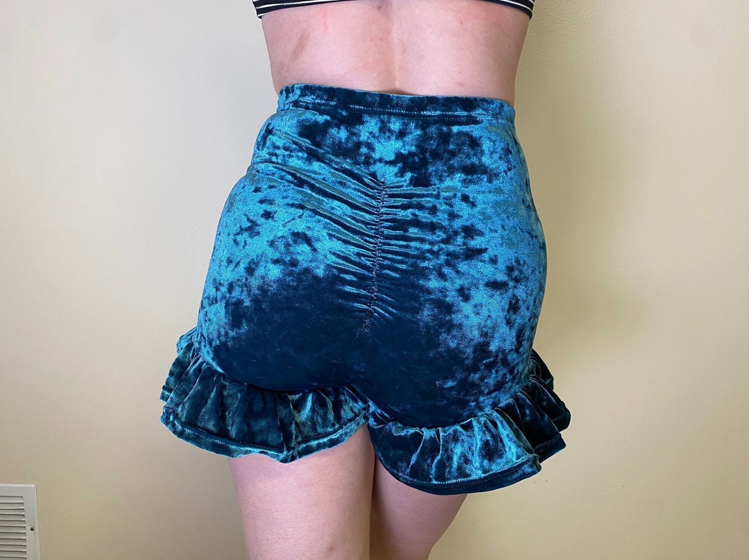 Blue Velvet Ruffle Bum High Waisted Shorts, Dance and Circus. - Etsy