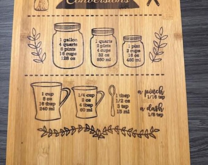 Kitchen Conversion Chart Cutting Boards. - Etsy Canada