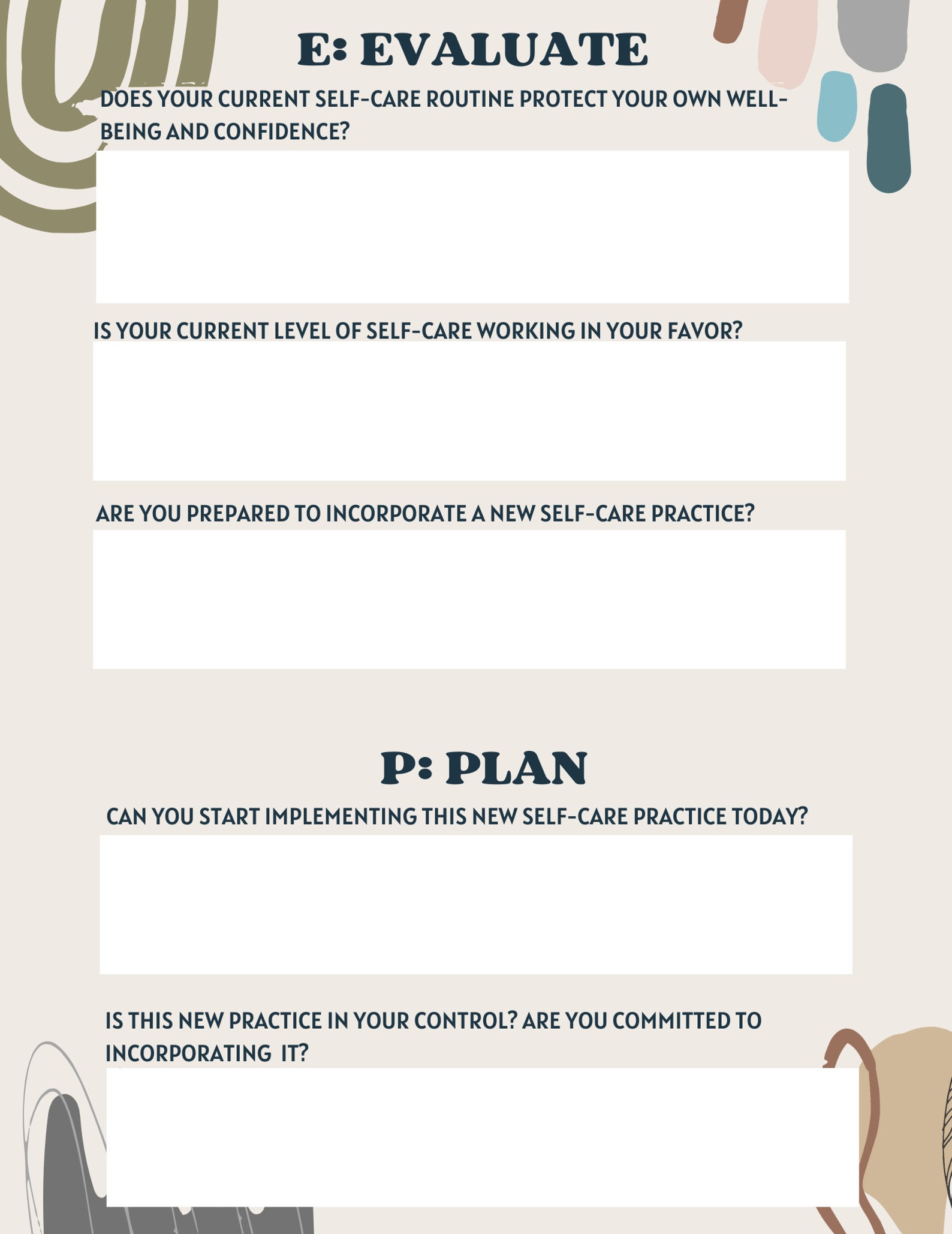 Self-care Bundle WDEP Worksheet Reality Therapy - Etsy