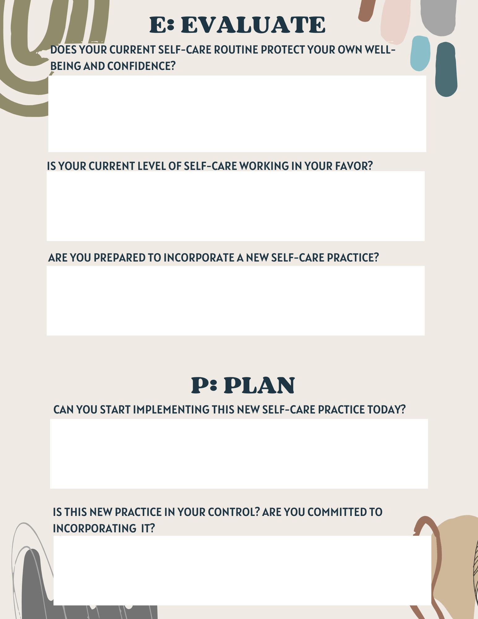 Self-care Bundle WDEP Worksheet Reality Therapy - Etsy