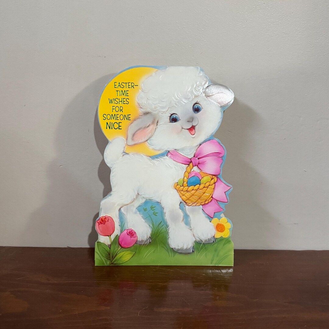 Vintage Lamb Easter Card Large 9.5”x6.5” - Carlton Cards - Scrap ...