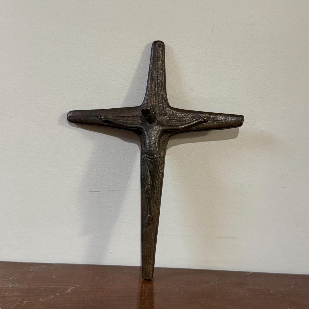 Heavy Iron Cross Crucifix Christian Catholic Jesus Brutalist MCM Mod ...
