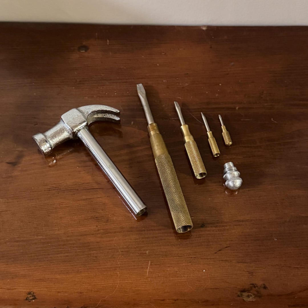 Vintage Brass Nesting Hammer/screwdriver Set Multi Tools - Etsy