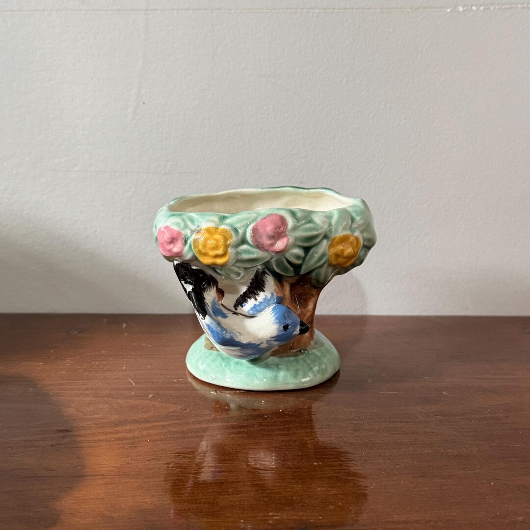 Vintage Ceramic Blue Bird Planter, Figurine, Succulent Planter Hand ...