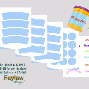 Play-doh Template, Editable via Canva, Playdough Label Template, Blank ...
