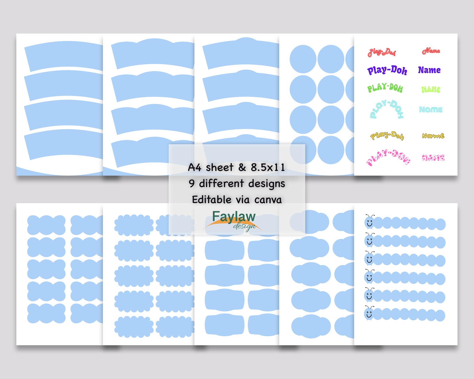 Play-doh Template, Editable via Canva, Playdough Label Template, Blank ...