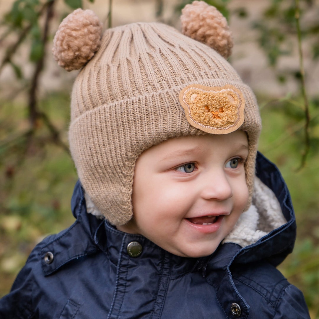 Cute Little Bear Winter Knitted Baby Beanie, Baby Bear Hat, Infant ...