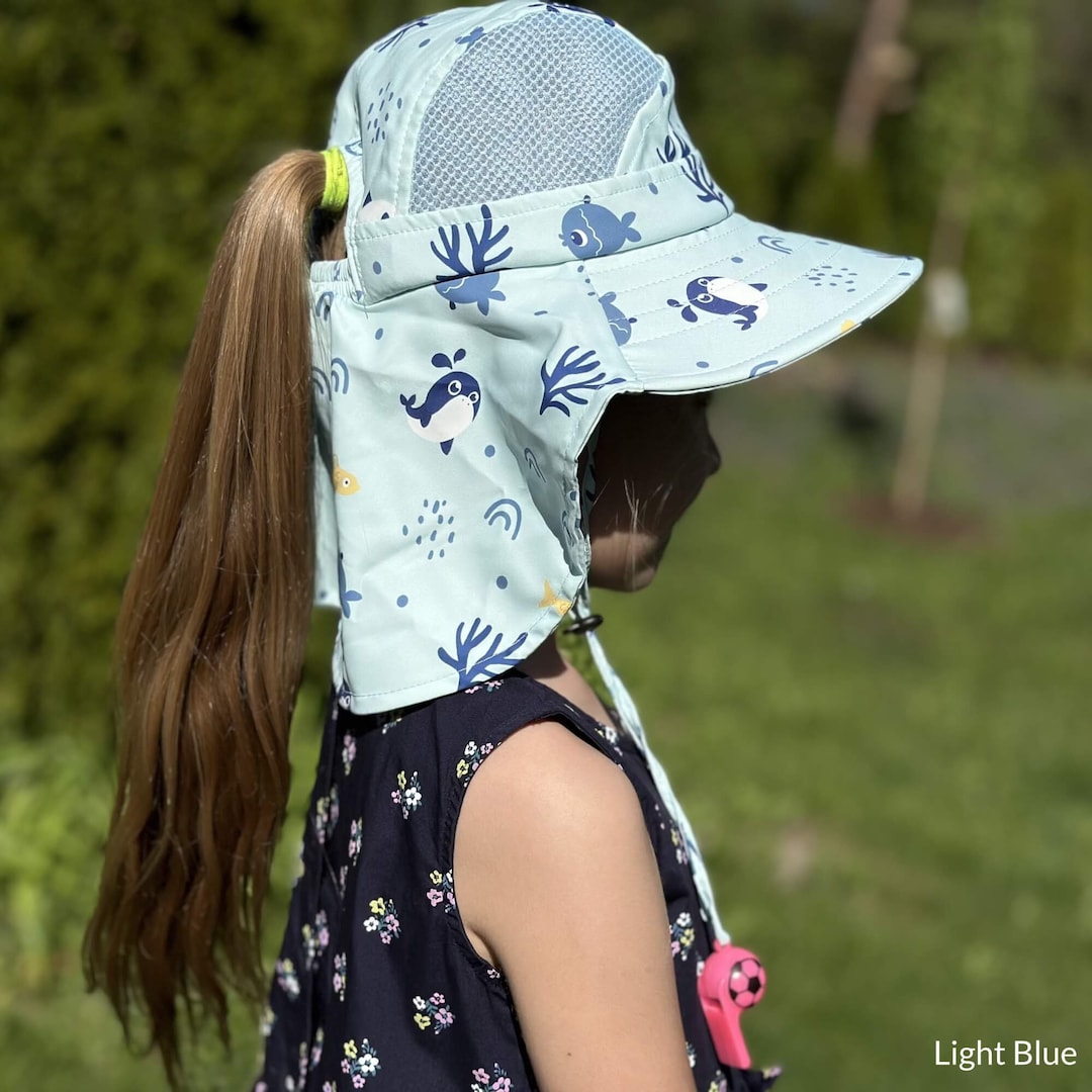 Wide Brim Long Back UPF 50 Sun Hat for Kids, 4-9 Years Old, Kids Sun ...