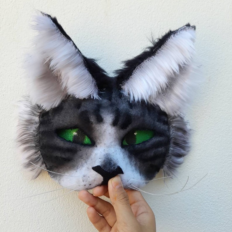 Two Colour Eyes Therian Mask Cat, Therian Mask Fox, Animal Costume Mask ...