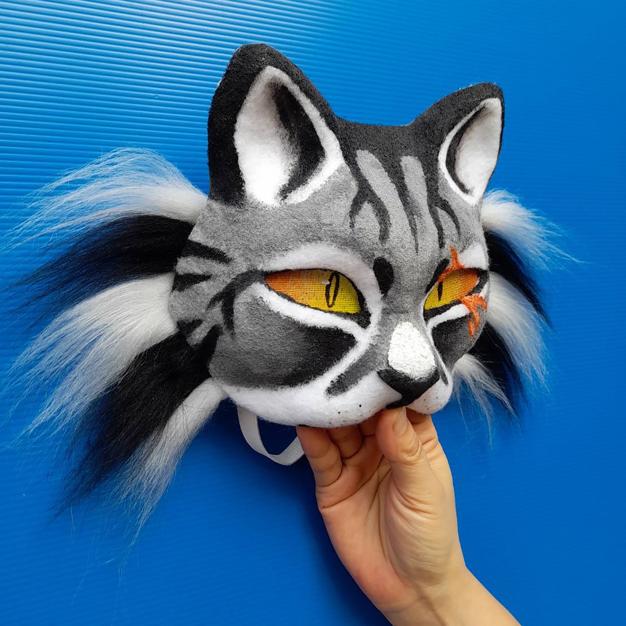 Silver Kitty Therian Mask therian Mask Kitty, Therian Cat Mask,animal ...