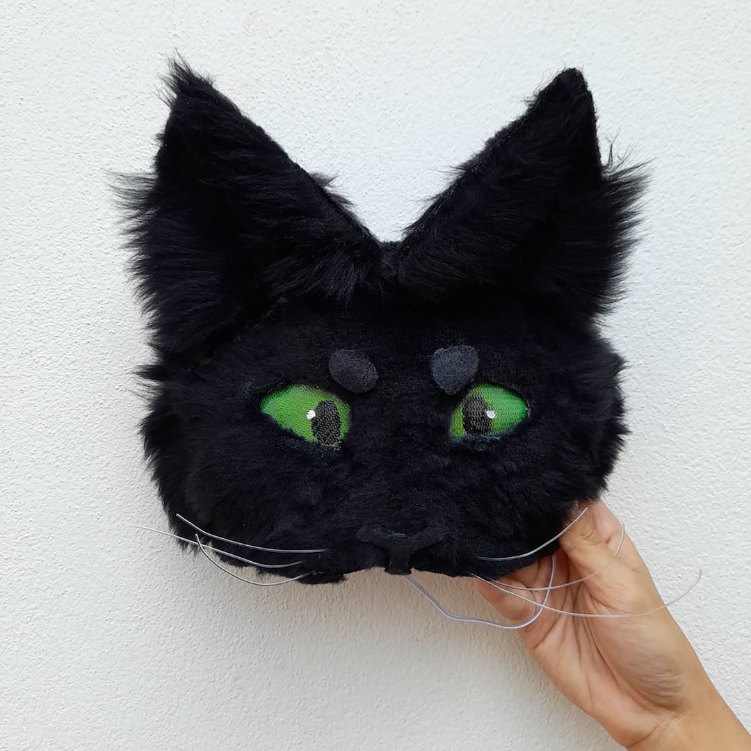 All Black Therian Mask Cat, Therian Mask Fox, Animal Costume Mask ...