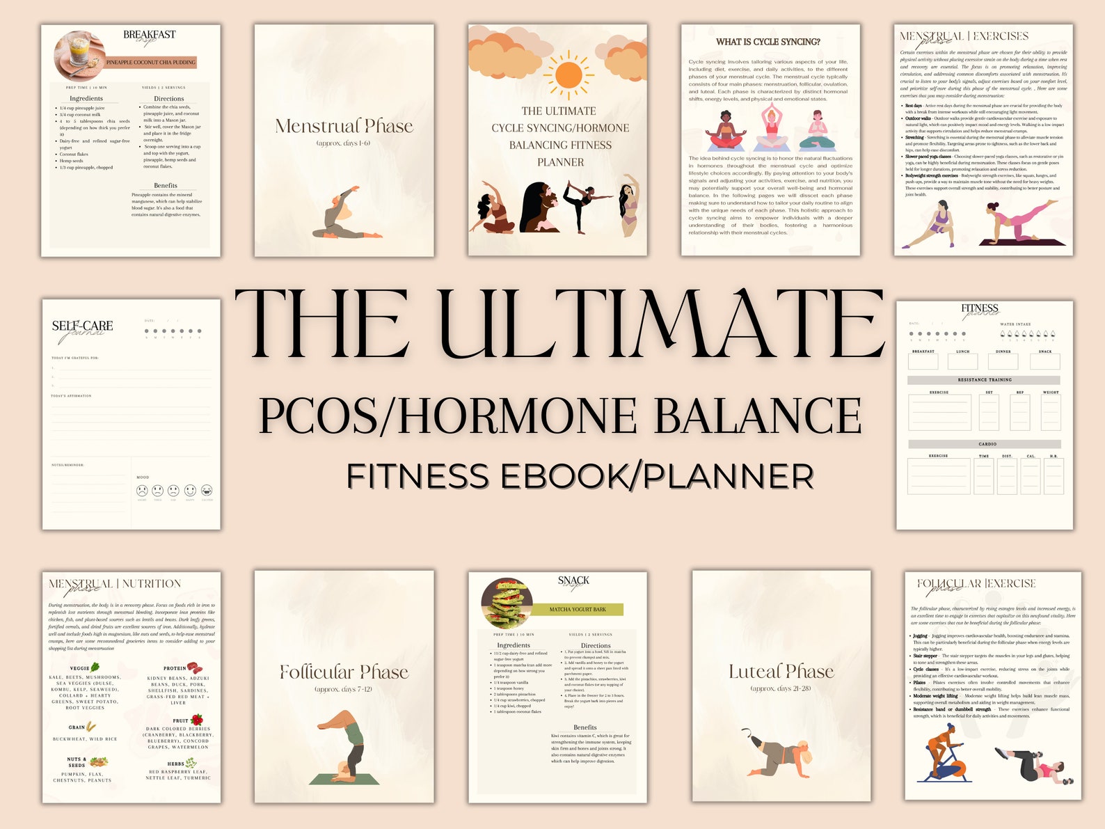 PCOS Hormonal Balancing Fitness Planner Fitness Ebook Digital Fitness Planner, Workout Journal ...