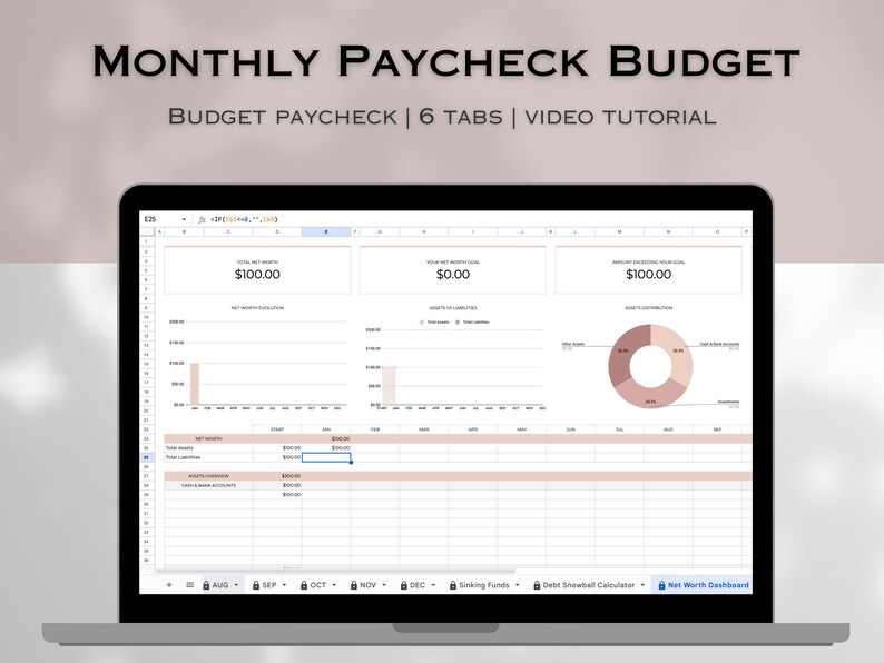 Paycheck Budget Spreadsheet Google Sheets Budget Template, Budget by ...