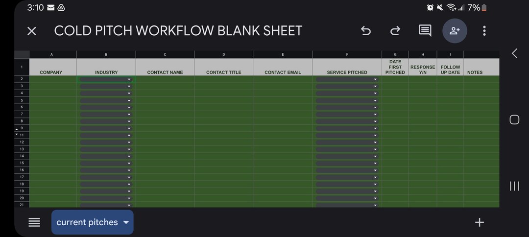 Cold Pitch Workflow Tracker Template [google Sheet for Freelancers ...