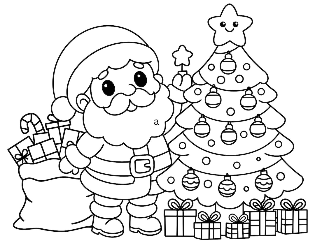 Christmas Themed Printable Coloring Pages [5 Outlined Designs to Print ...