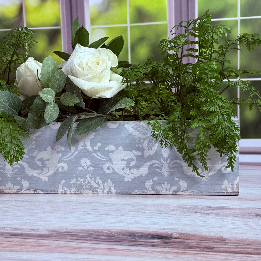 Elegant Classic French Planter Box, Handpainted Vintage Damask Decor ...
