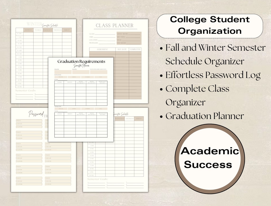 2024 Planner Digital and Printable College Planner A4 Student Organizer ...