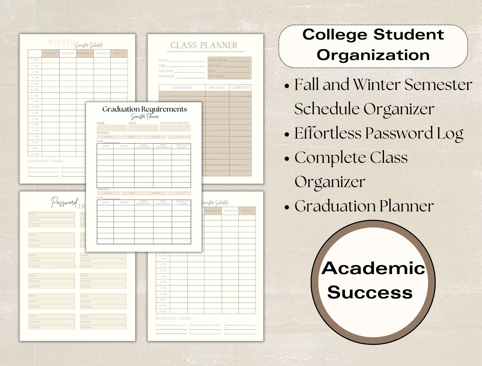 2024 Planner Digital and Printable College Planner A4 Student Organizer ...