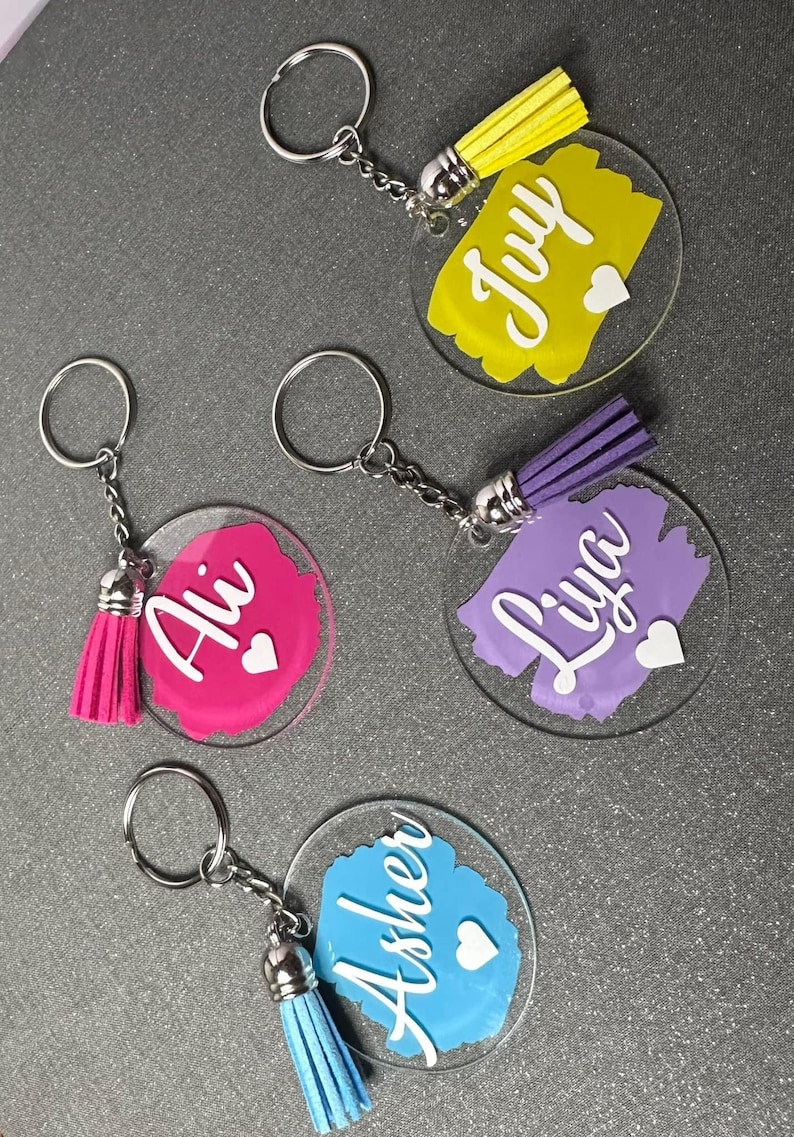 Personalized Acrylic Brush Stroke Keychain - Etsy