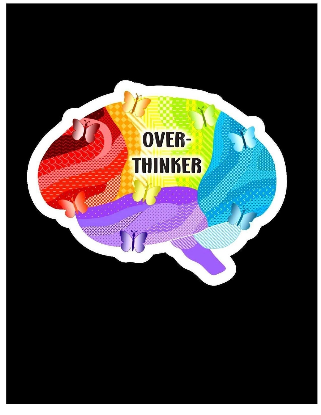 Over-thinker Rainbow Brain Sticker. Cute Mental Health Sticker. Anxiety ...