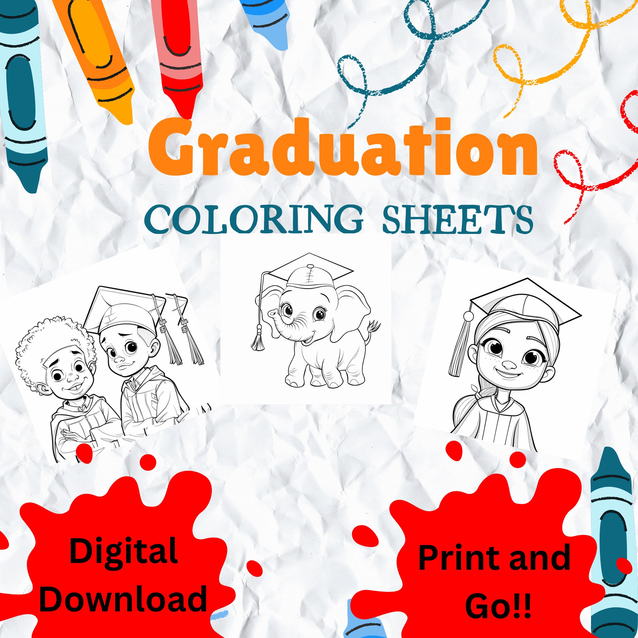 Graduation Coloring Sheets for Kids - Etsy