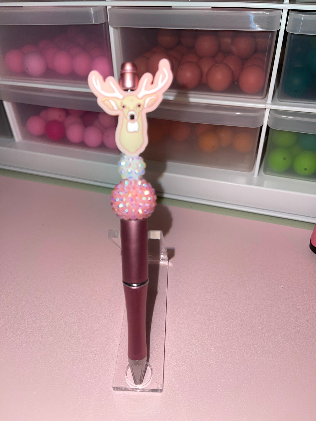 Pink Deer- Build Your Own Pen - Pink Pen With Bling and Deer Focal - Etsy