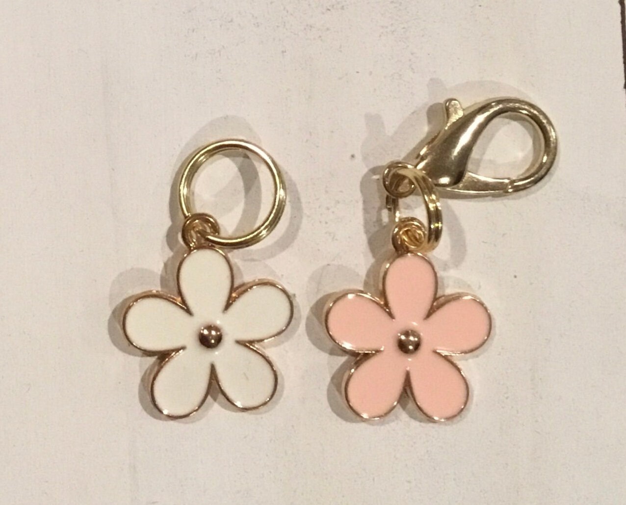 Pet Collar Charm , Daisy Charm , Enamel Pet Charm , Floral Charm ...