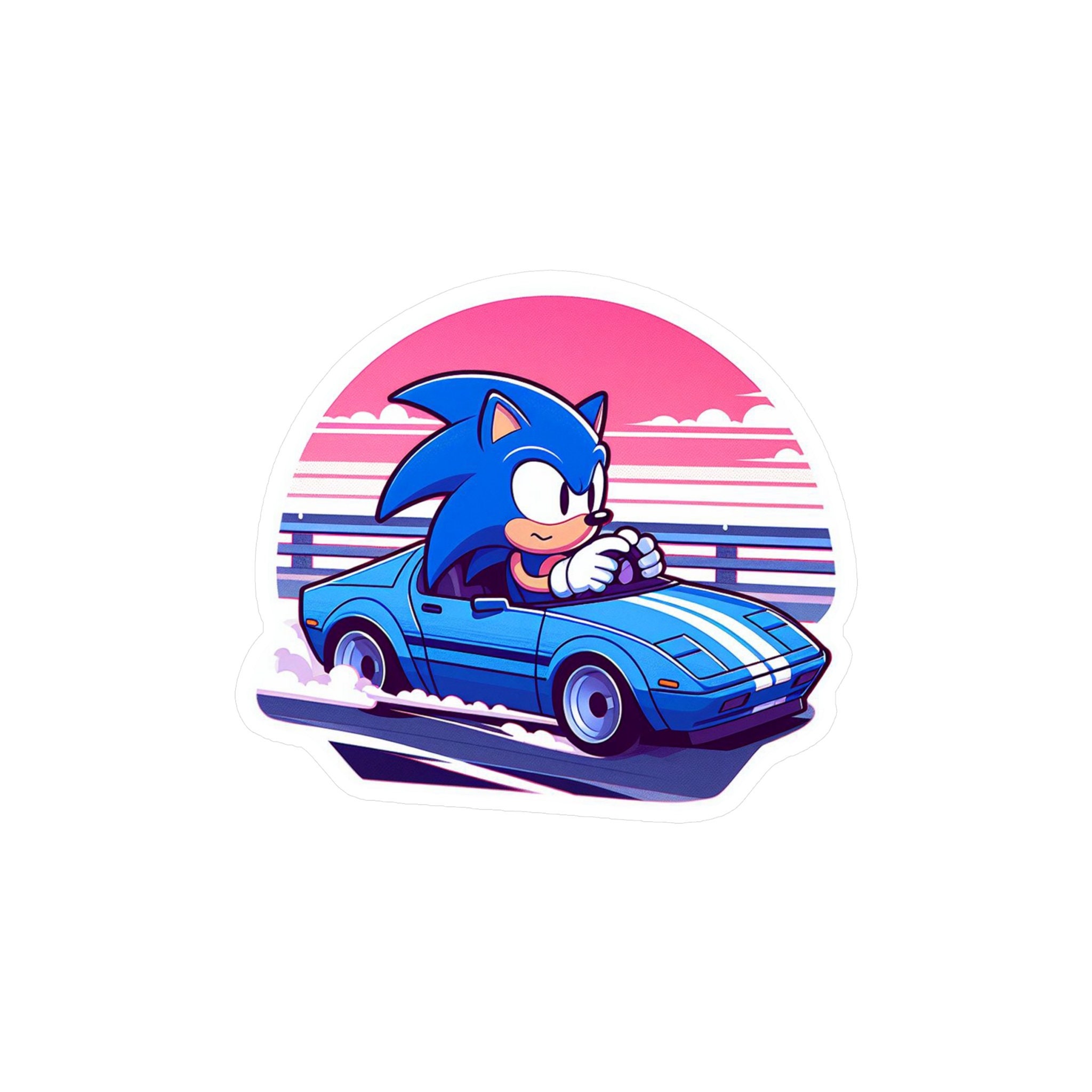 Sonic the Hedgehog Driving a Car Vinyl Sticker - Etsy