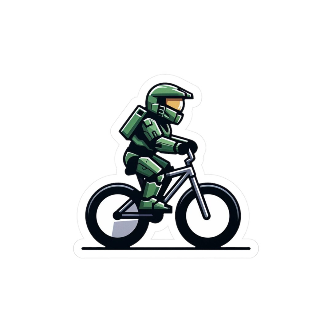Master Chief Riding a Bike Vinyl Sticker - Etsy
