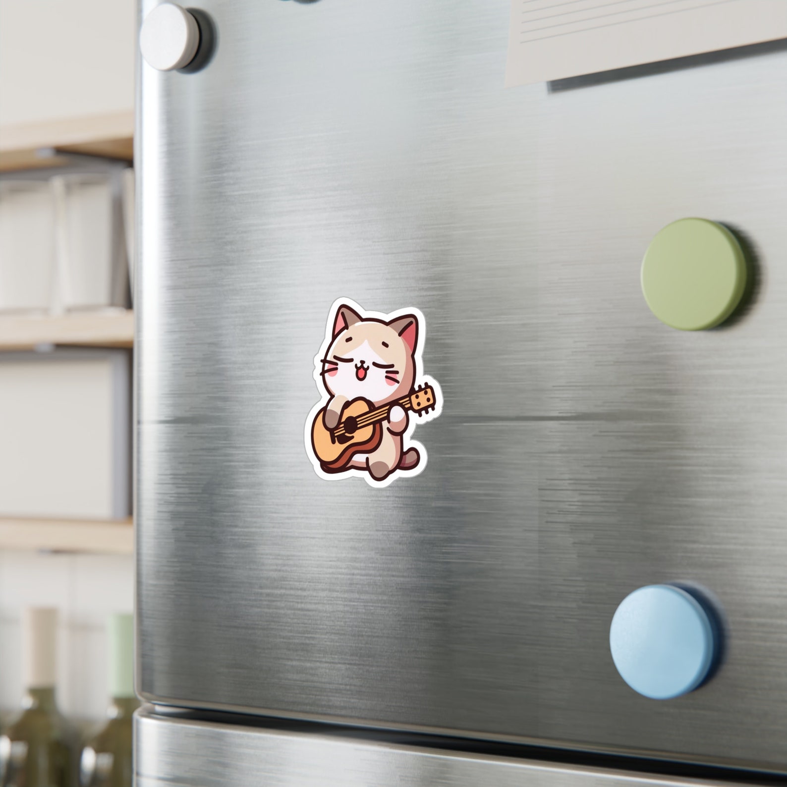 Cute Cat Playing Guitar Vinyl Sticker - Etsy