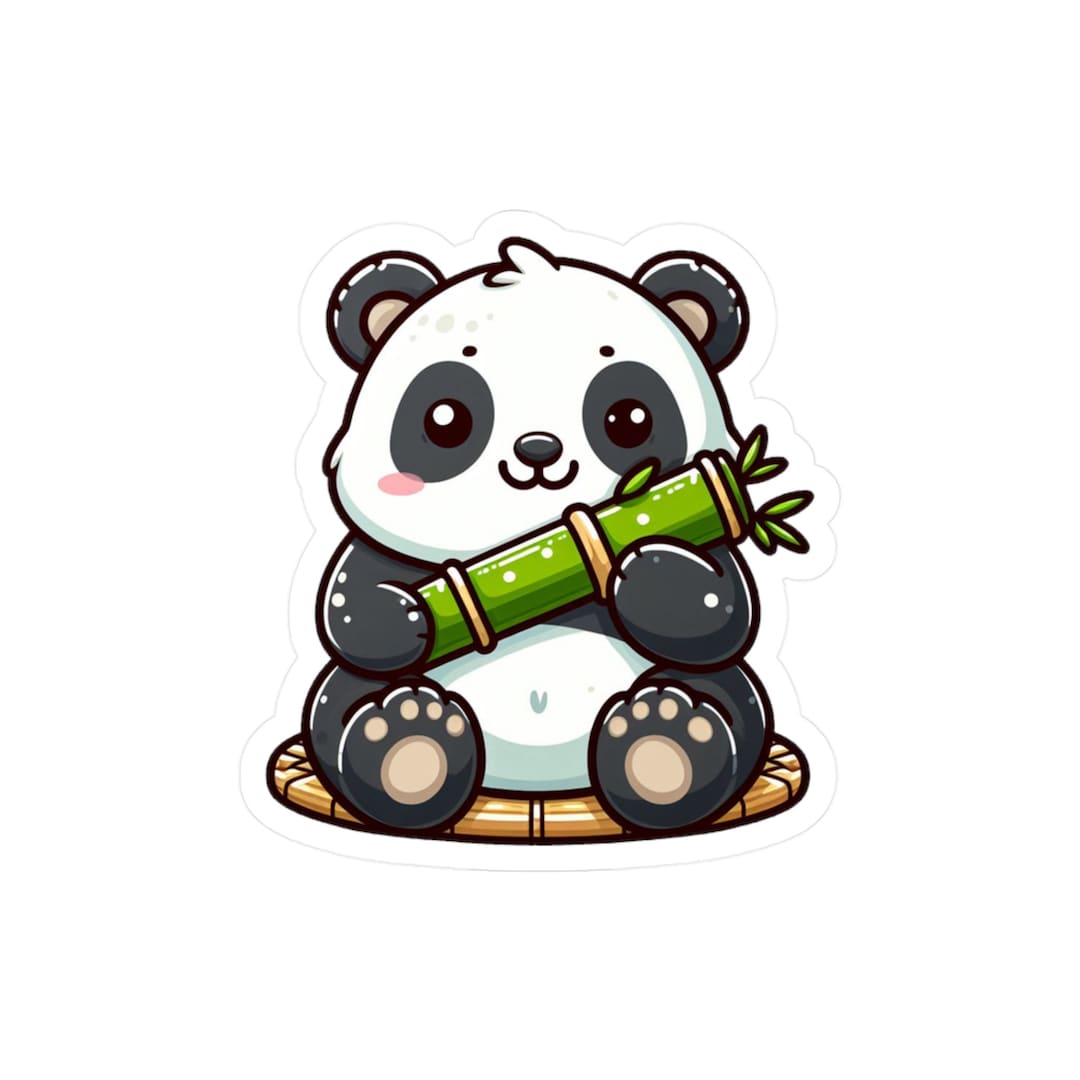 Cute Baby Panda Eating Bamboo Vinyl Sticker - Etsy