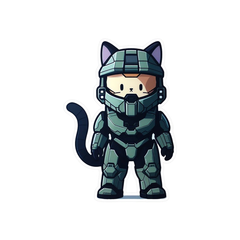Master Chief Cat Vinyl Sticker - Etsy