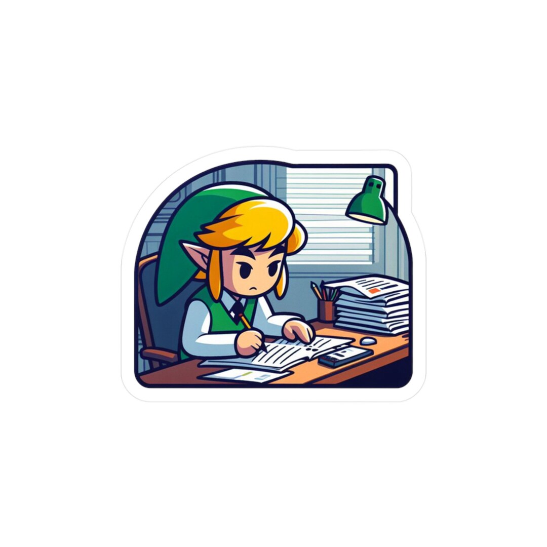 Link Working at a Desk Vinyl Sticker - Etsy