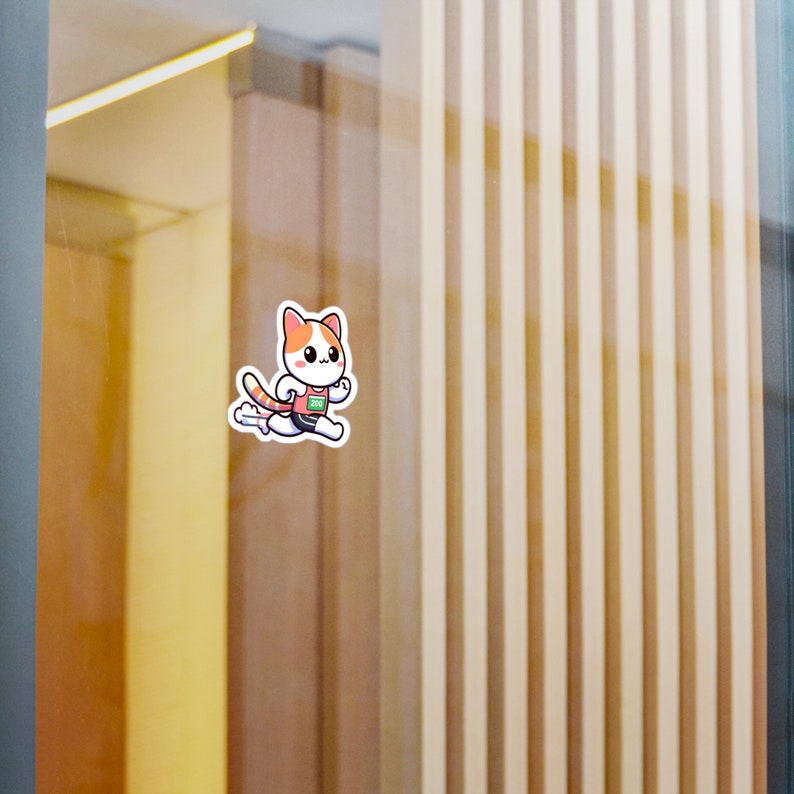 Cat Running Marathon Vinyl Sticker - Etsy