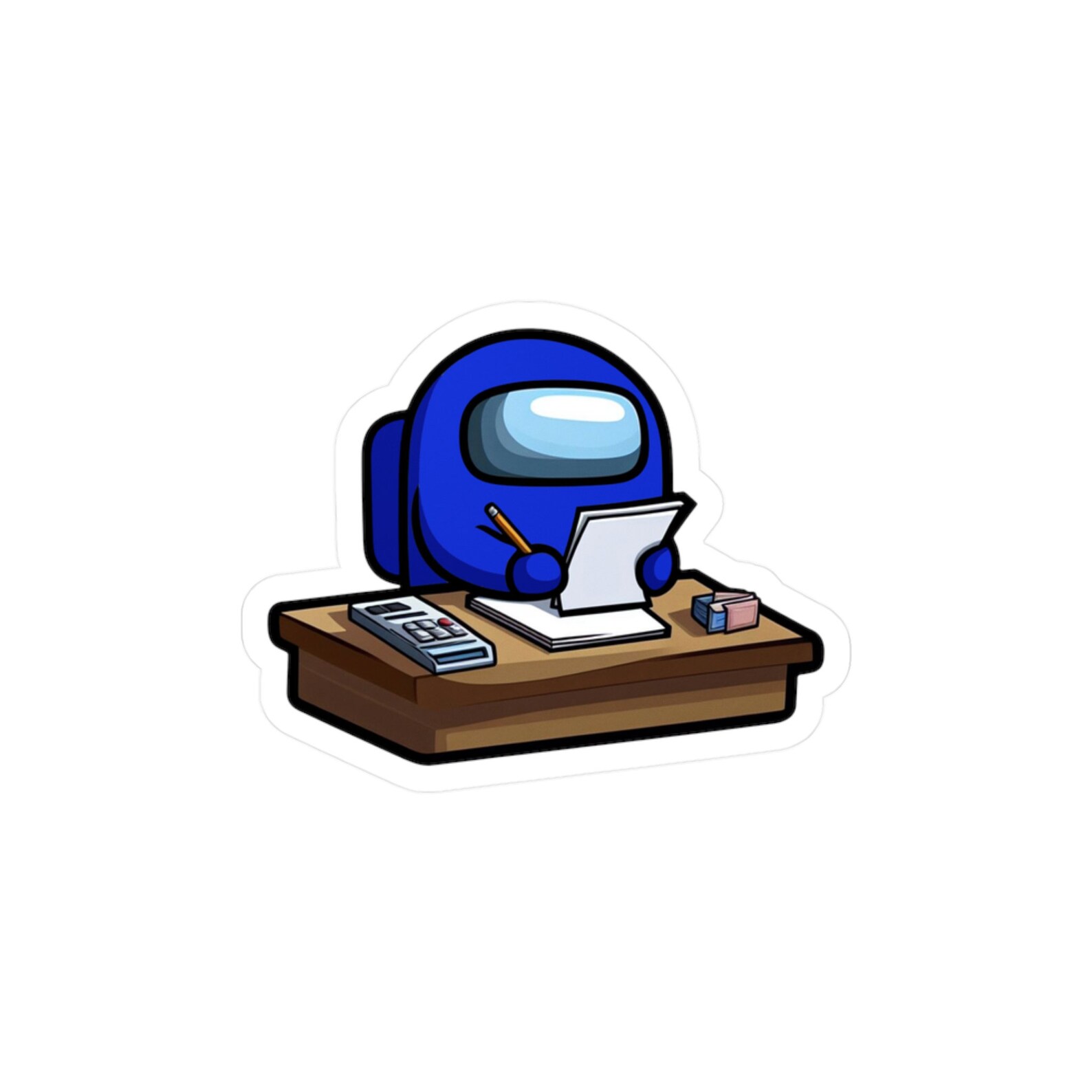 Among Us Crew Member Working at Desk Vinyl Sticker - Etsy