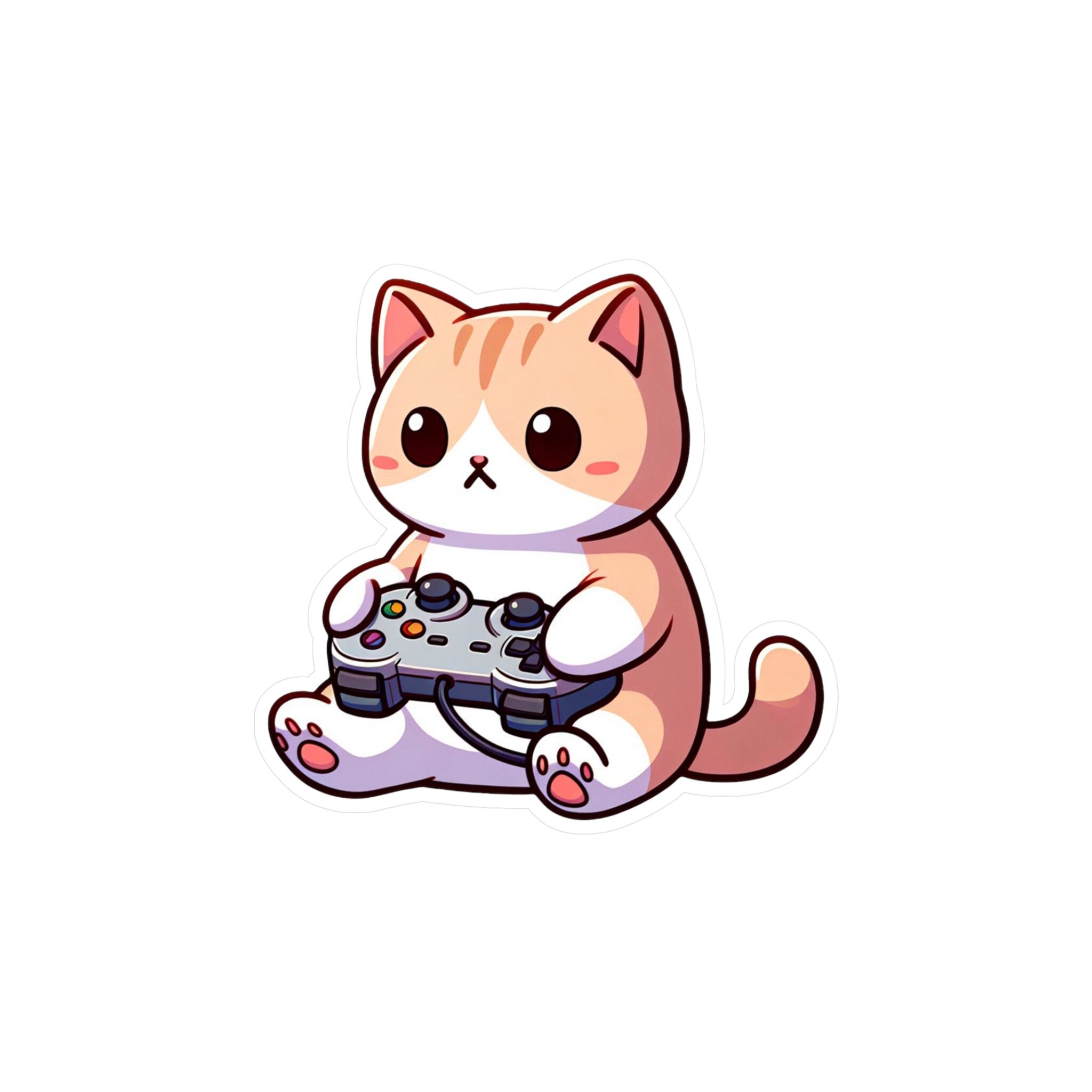 Cat Playing Video Games Vinyl Sticker - Etsy