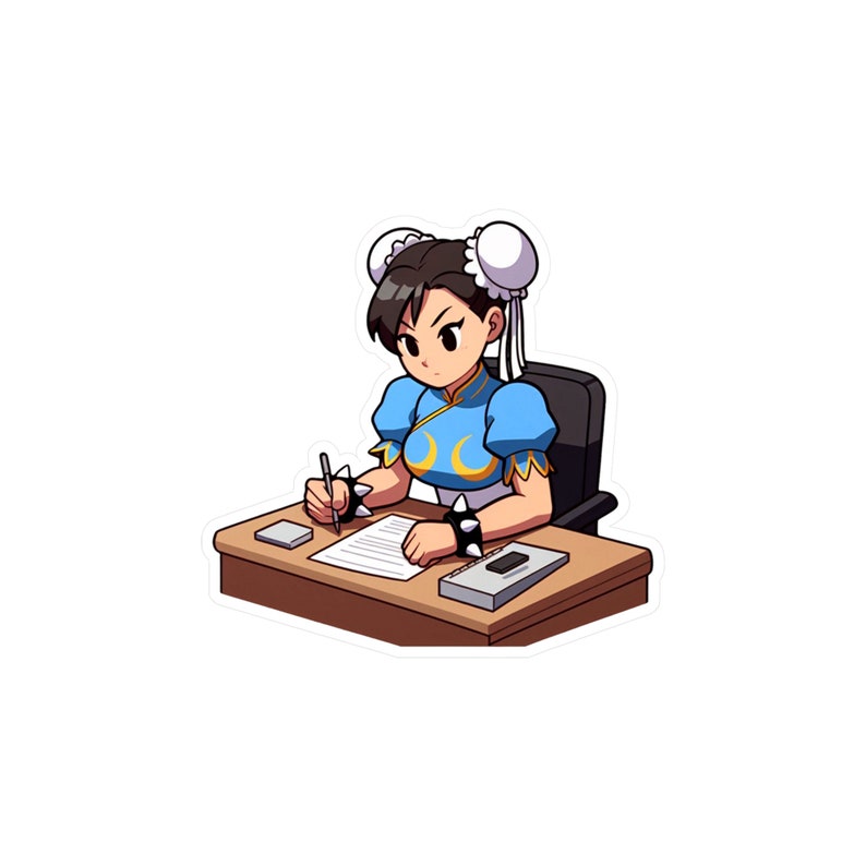 Chun-li Street Fighter Working at a Desk Vinyl Sticker - Etsy