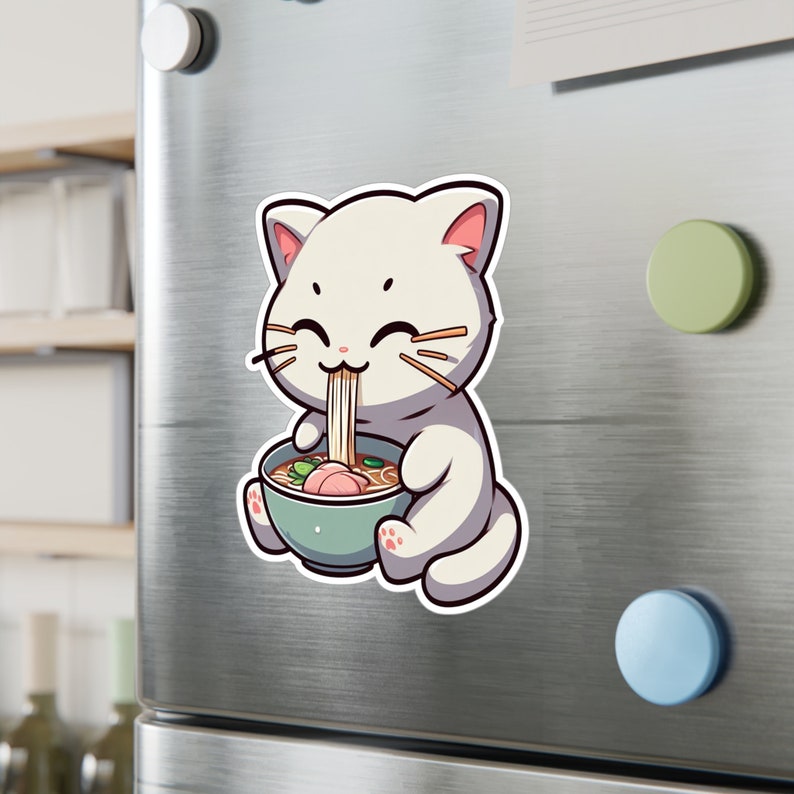 Cat Eating Pho Vinyl Sticker - Etsy