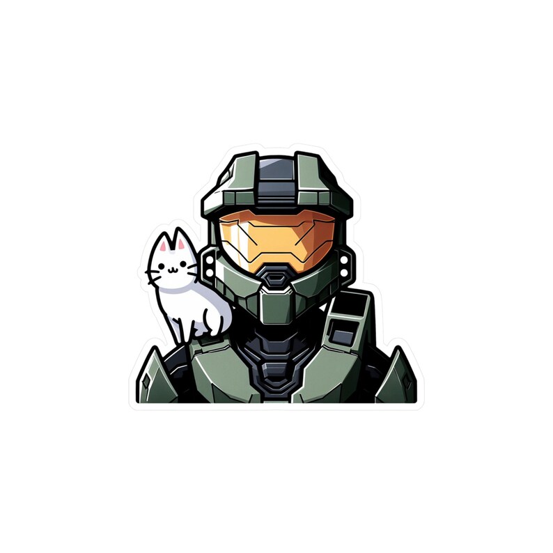 Master Chief Cat Vinyl Sticker - Etsy