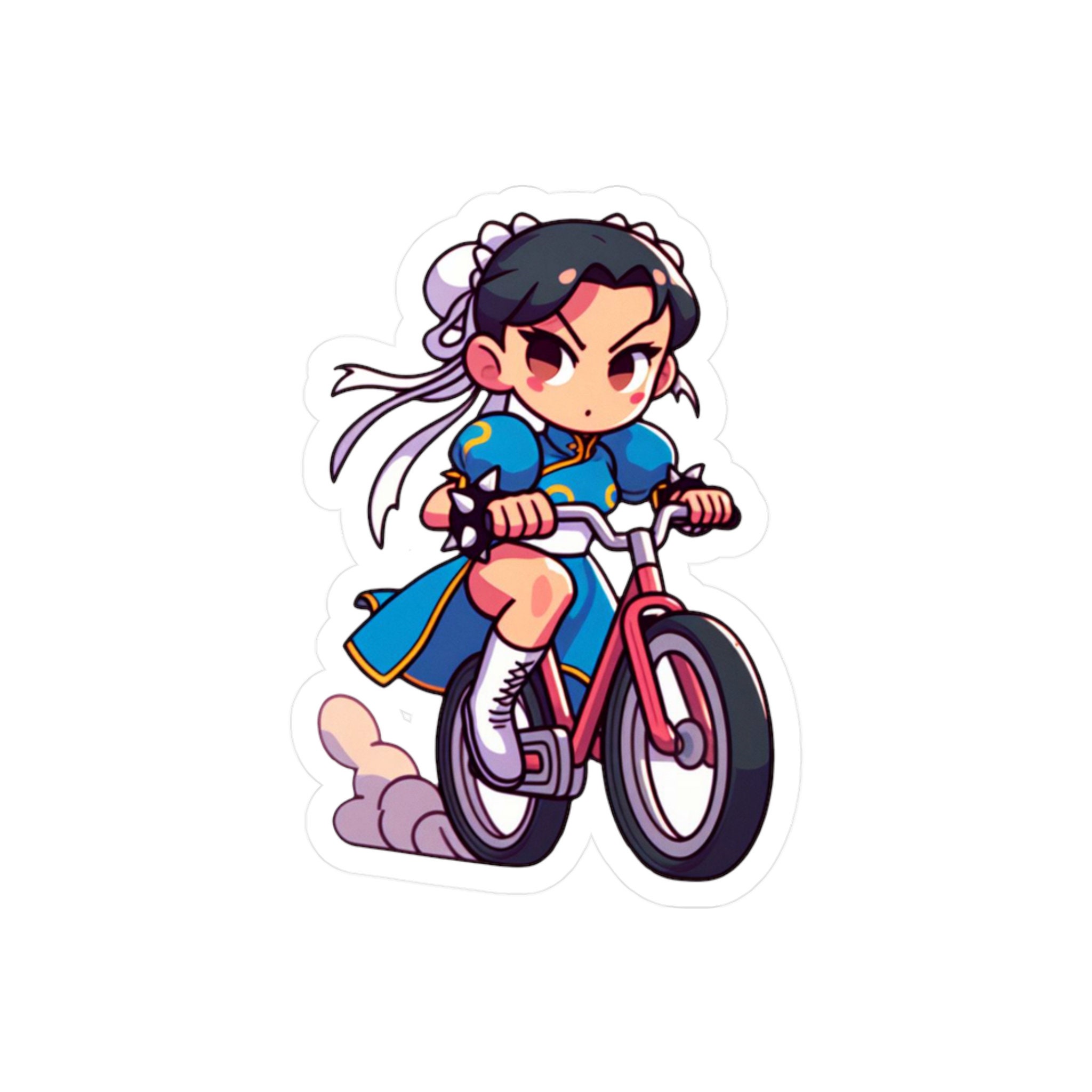 Chun-li Street Fighter Riding a Bike Vinyl Sticker - Etsy