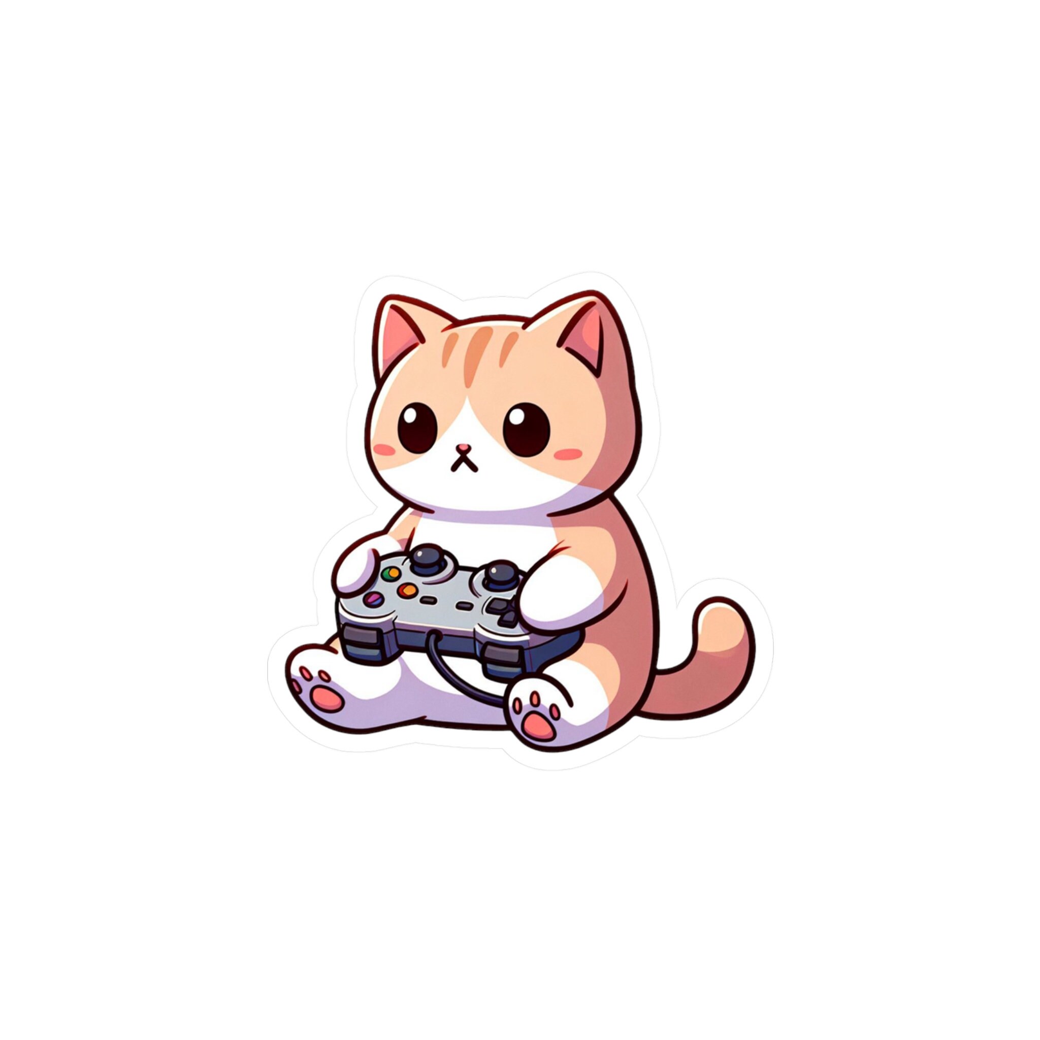 Cat Playing Video Games Vinyl Sticker - Etsy