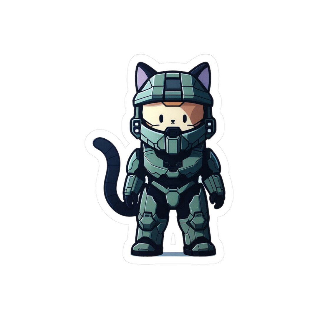 Master Chief Cat Vinyl Sticker - Etsy