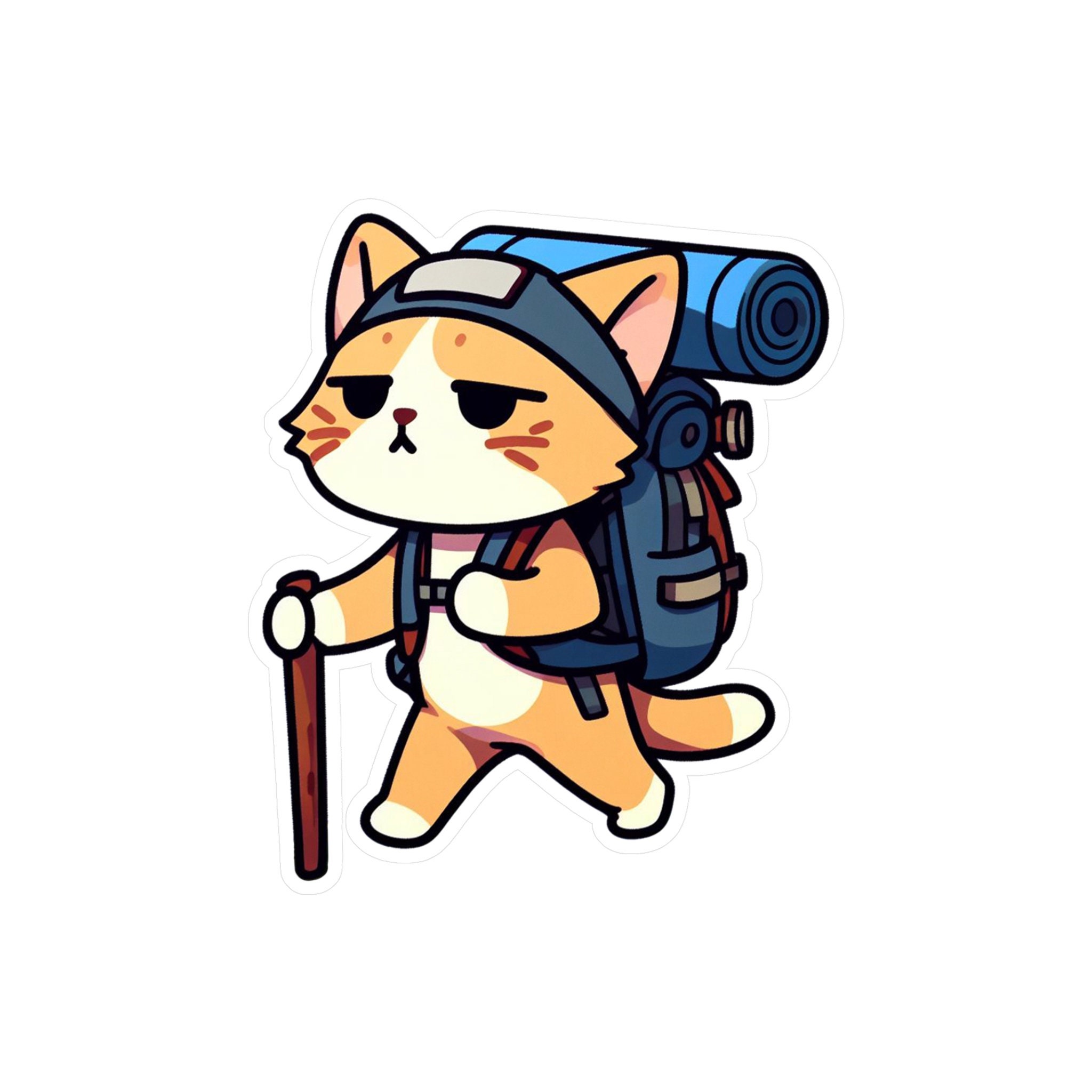 Outdoorsman Hiking Cat Vinyl Sticker - Etsy