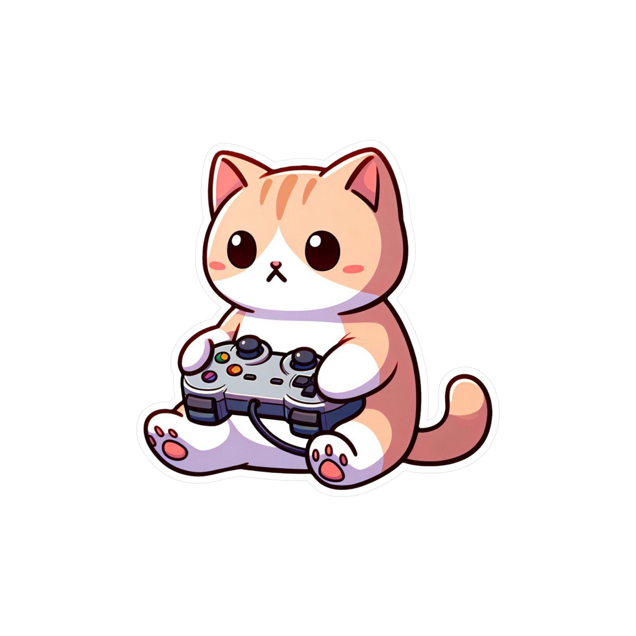 Cat Playing Video Games Vinyl Sticker - Etsy