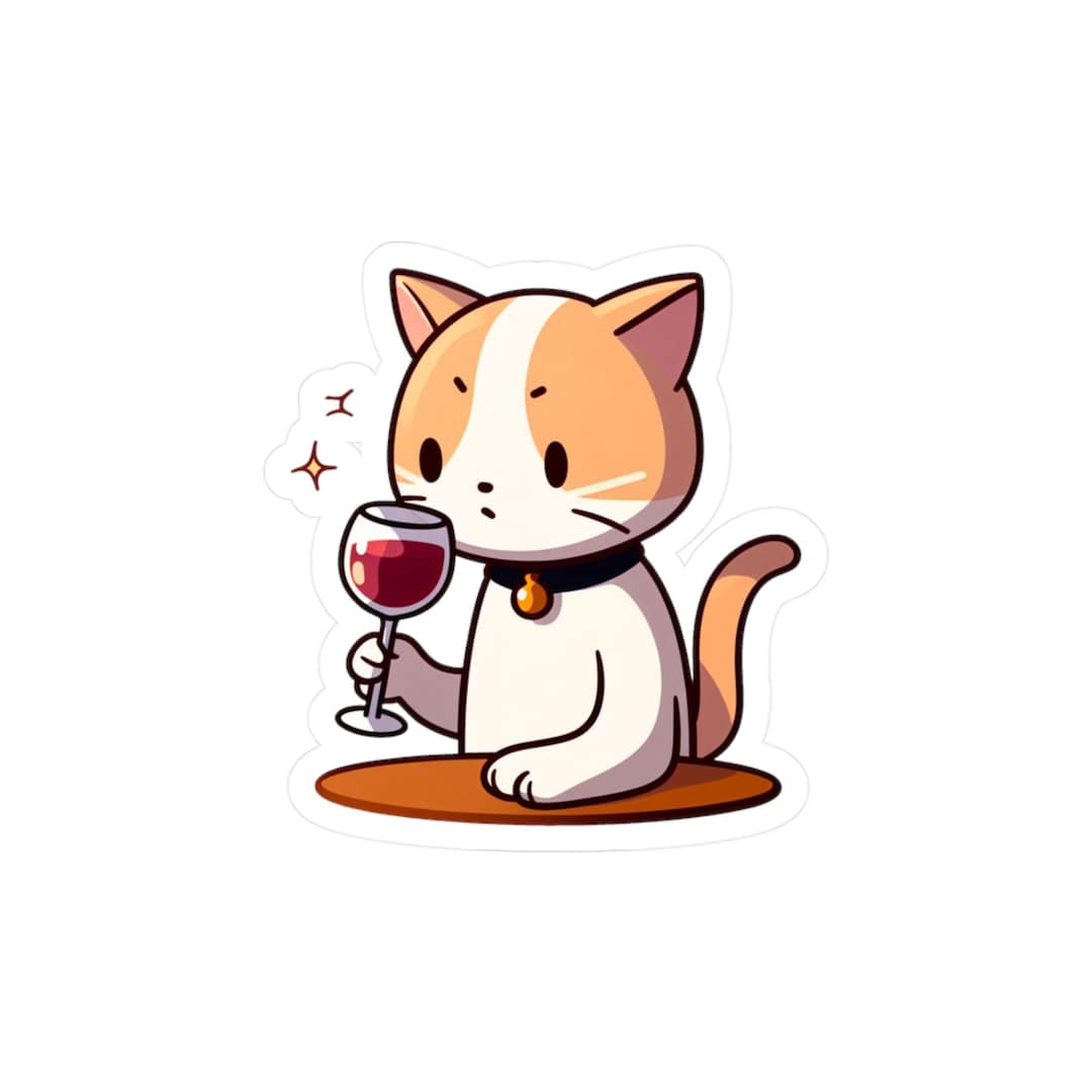 Vinyl Sticker Katze Trinkt Wein - Etsy.de