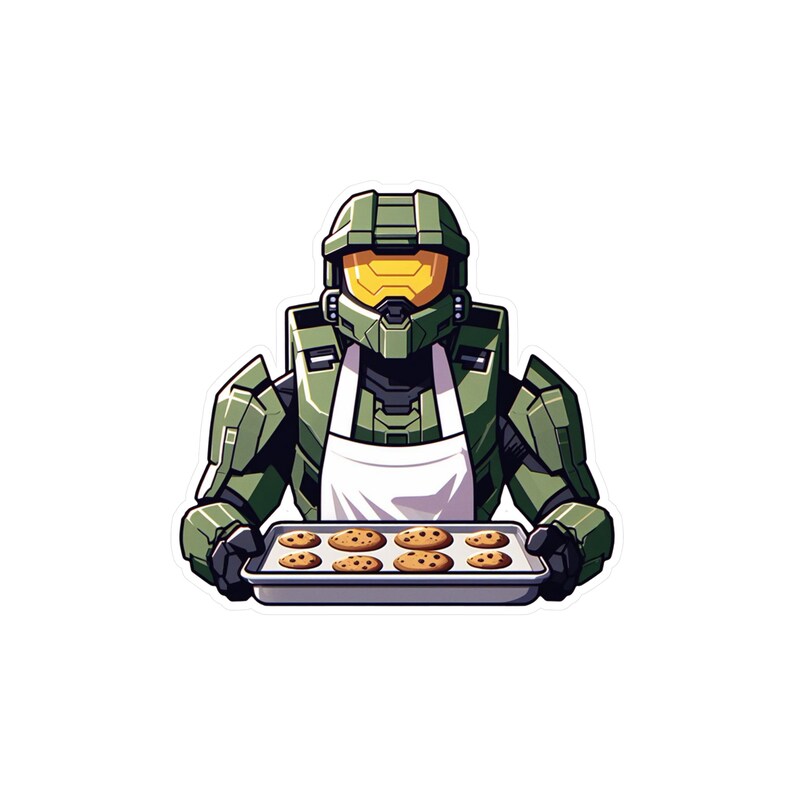Master Chief Baking Cookies Vinyl Sticker - Etsy