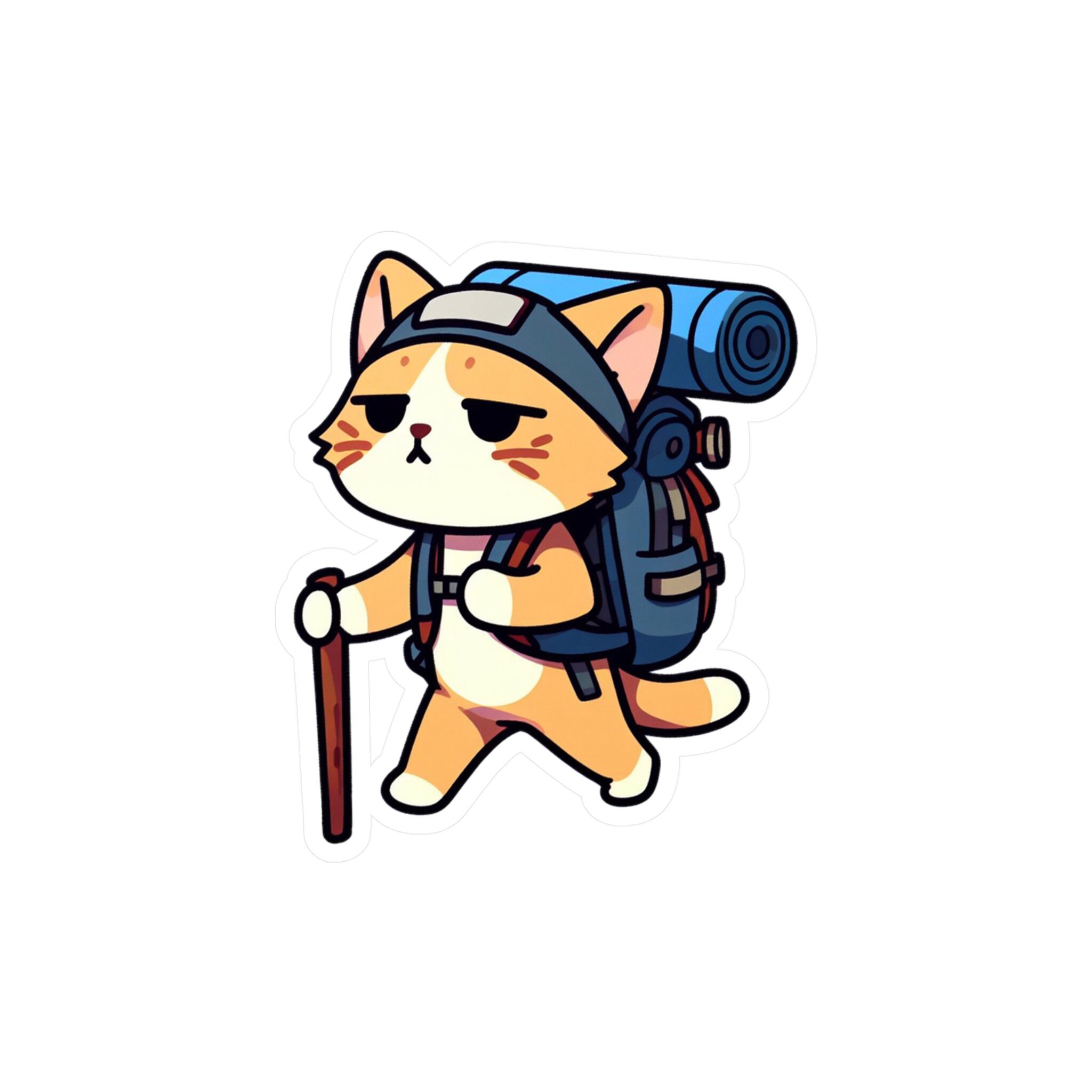 Outdoorsman Hiking Cat Vinyl Sticker - Etsy