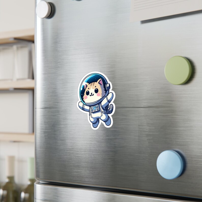 Cute Cat Floating in Space Vinyl Sticker - Etsy